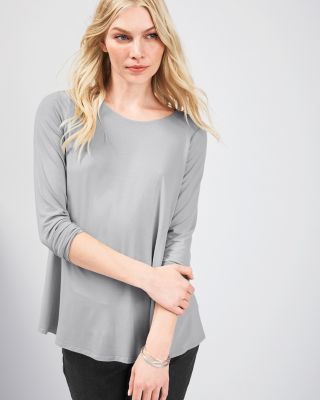 EILEEN FISHER Lightweight Viscose-Jersey Jewel-Neck Top | Garnet Hill